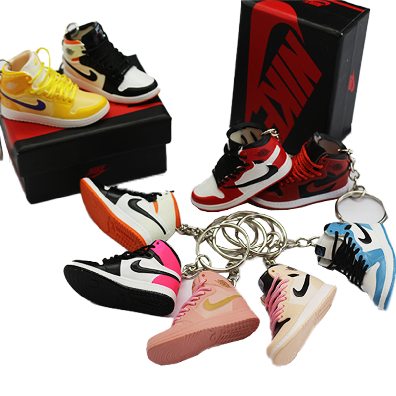 Sports shoe keychain loose 3D PVC mini basketball shoe keychain ...