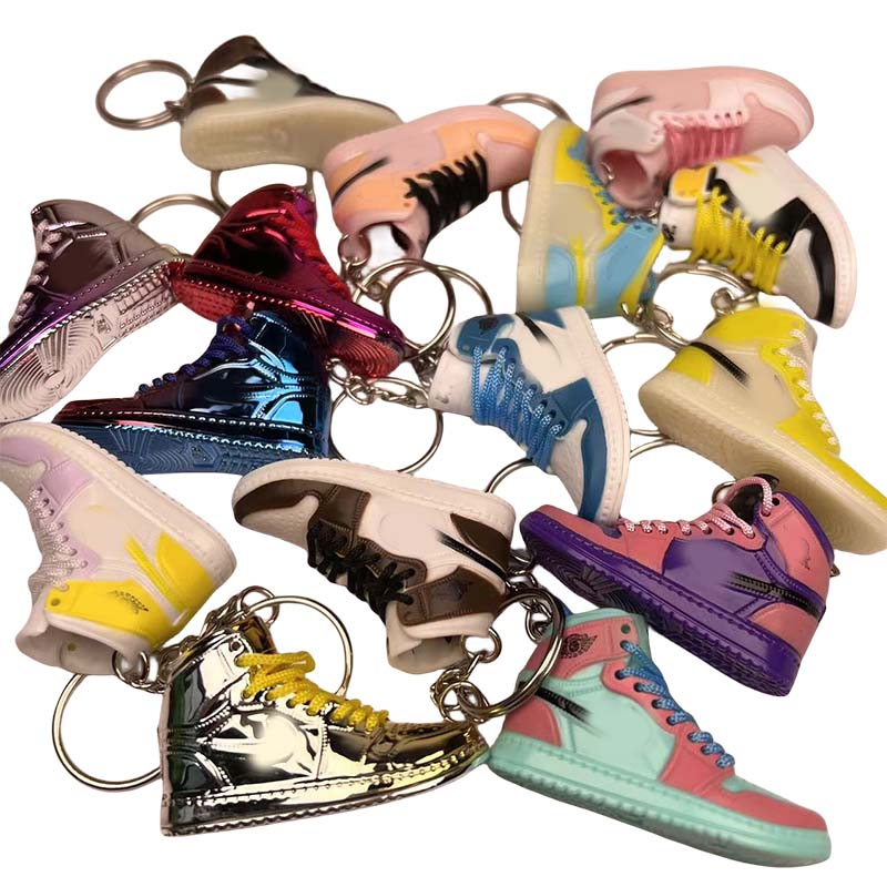 Sports shoe keychain loose 3D PVC mini basketball shoe keychain ...